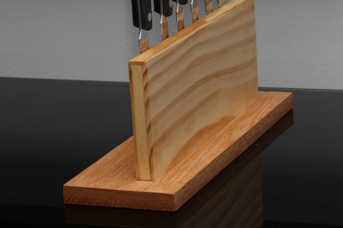 Premium Magnetic Steak Knife Holder - Wooden Knife Block for 6 or 8 ...
